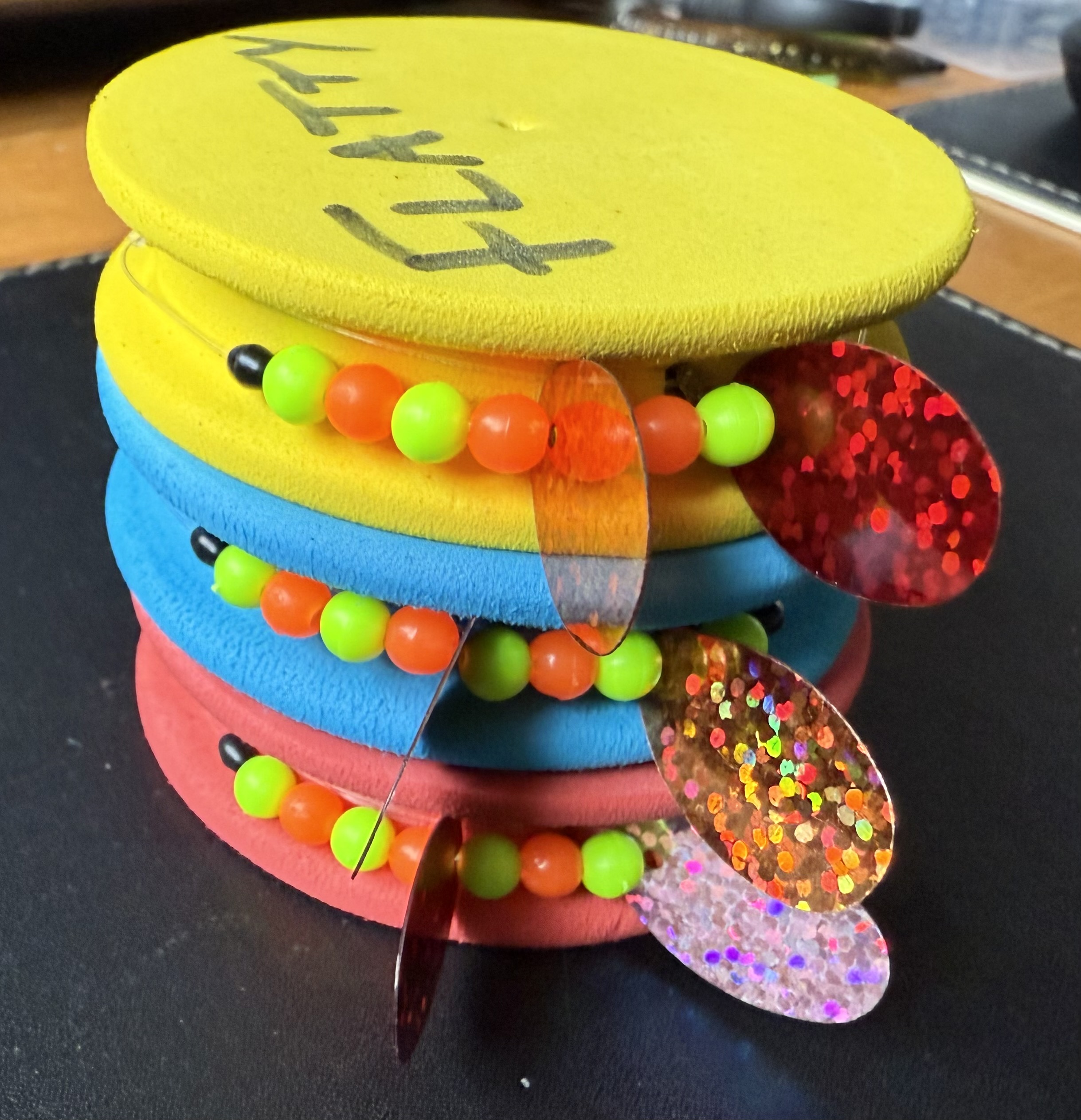 NEW IMPROVED Flatfish Bling Rig 1/0 (3 Rig Pack) On Foam Winders! Green ...